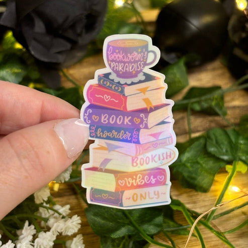 Book Hoarder Bookstack Sticker - Awfullynerdy.co – Awfullynerdy.co